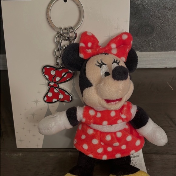 Disney | Accessories | Disney Parks Minnie Mouse Plush Keychain | Poshmark
